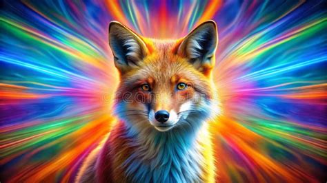 Psychedelic Fox Ray Burst Of Light Colourful Abstract Background Ai