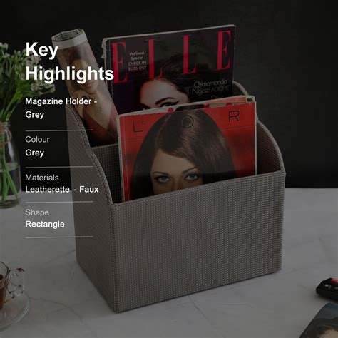 Leatherette Magazine Holder Grey