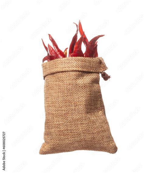 Dried Red Hot Chilli Fall Down In Sack Bag Dried Red Chilli Float
