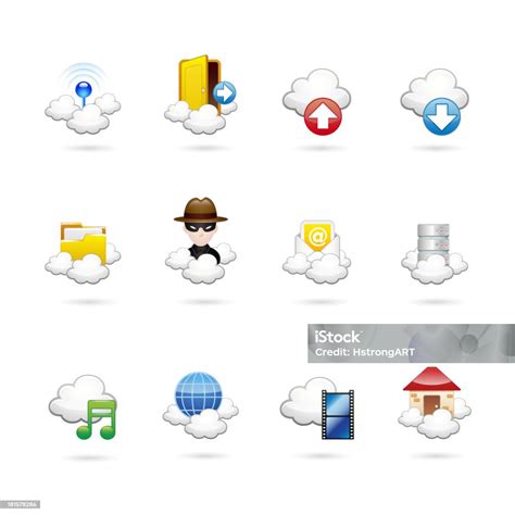Cloud Network Icon Set Stock Illustration Download Image Now Cloud