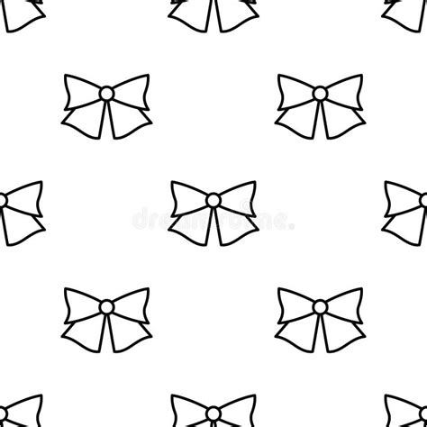 Hand Drawn Tied Bow Seamless Pattern Tied Ribbon In Doodle Style