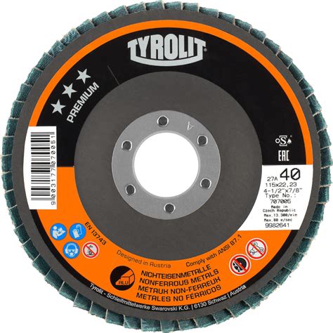 Tyrolit 707011 Premium Flap Disc For Angle Grinders 27a 125x2223 Ca40 B