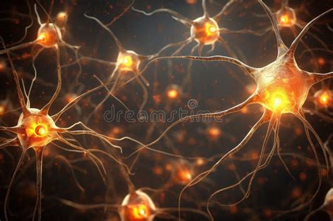 Neurons Cells With Glowing In Human Brain Synapses Nervous System