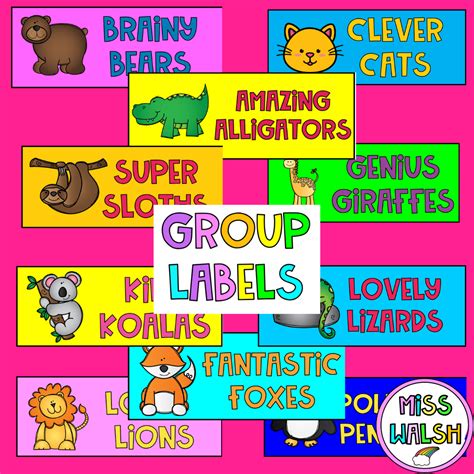 Mash Back To School Group Labels Animal Theme