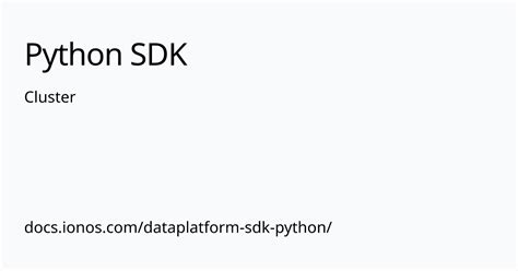Cluster Python Sdk