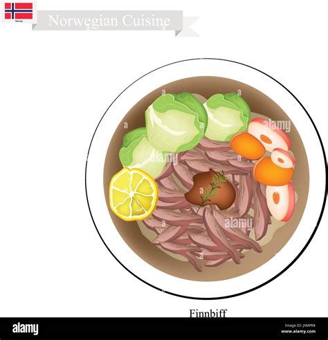 Norwegian Cuisine Illustration Of Finnbiff Or Traditional Sauteed