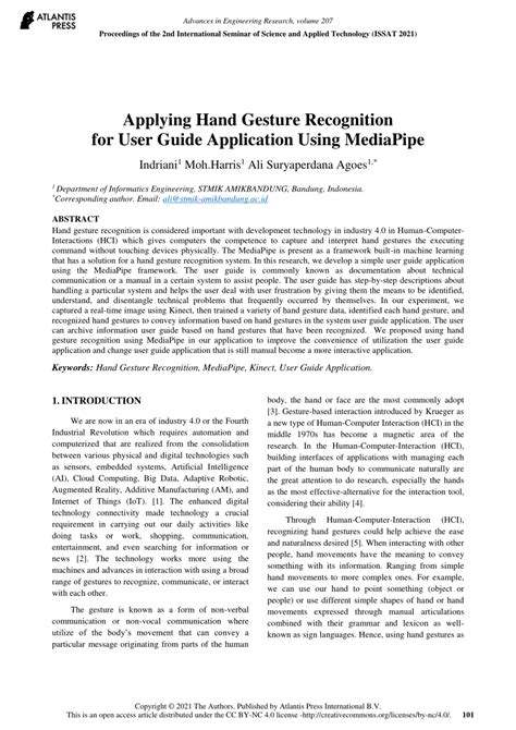 Pdf Applying Hand Gesture Recognition For User Guide Application Using Mediapipe
