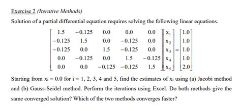 Solved Exercise Iterative Methods Solution Of A Partial Chegg
