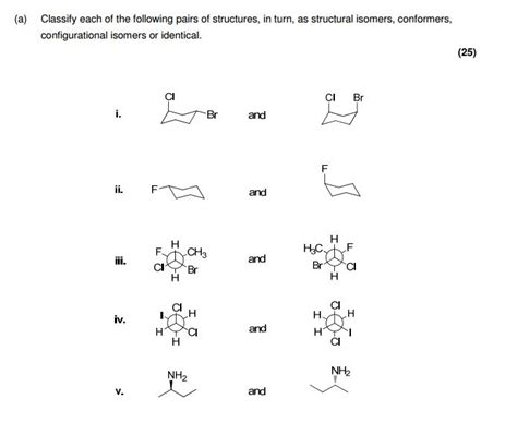 solved classify each of the following pairs of structures