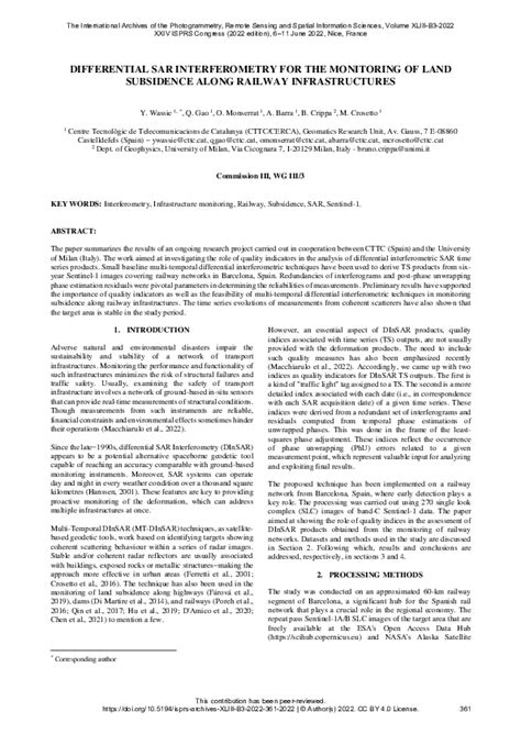 Pdf Differential Sar Interferometry For The Monitoring Of Land