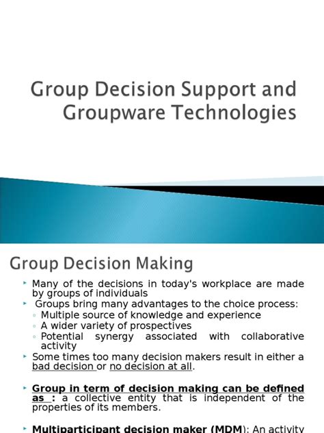 Gdss And Groupware Technologies Pdf Decision Support System Decision Making