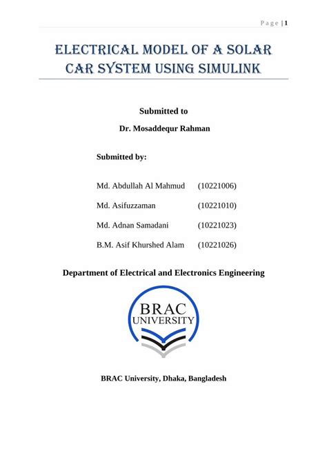 Pdf Electrical Model Of A Solar Car System Using Simulink Dokumentips
