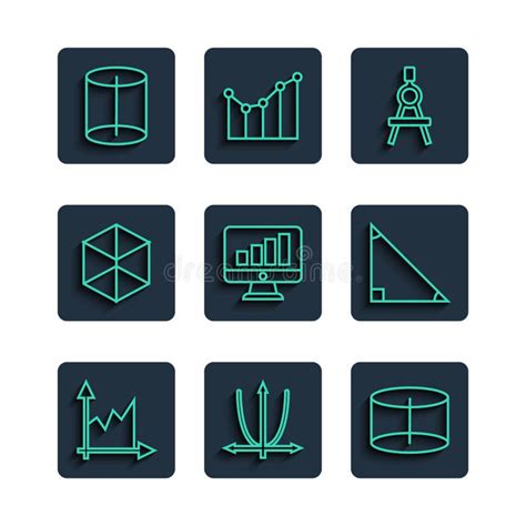 Set Line Graph Schedule Chart Diagram Geometric Figure Cylinder
