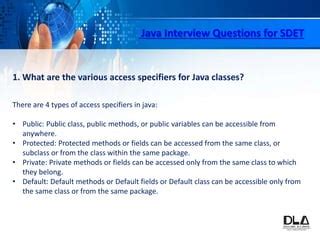 Dev Labs Alliance Top Basic Java Interview Question For Sdet PPT