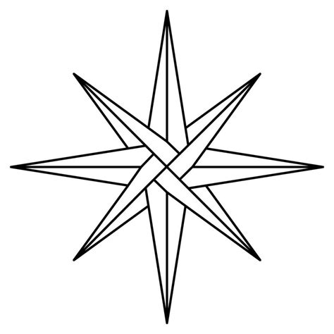 Eight Pointed Star With Central Loop Outline Icon Symbol 71304429