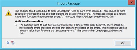 Sql Server Getting An Error When Trying To Import An Ssis Package