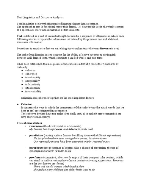 Text Linguistics And Discourse Analysis Pdf Linguistics Human