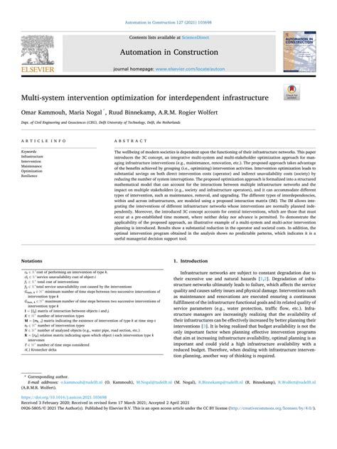 Pdf Multi System Intervention Optimization For Interdependent Infrastructure