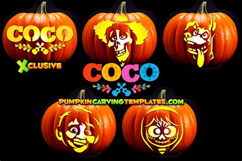 Disney Coco Cartoon Bundle Pumpkin Carving Template Digital Download Pumpkincarvingtemplates