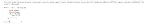 Solved Function Is Unbounded Minimize C 0 3x 0 2y Subject