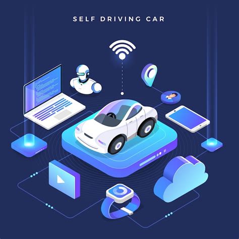 Premium Vector Autonomous Self Driving Automobile Sensors Smart Car Driverless Vehicle Technology