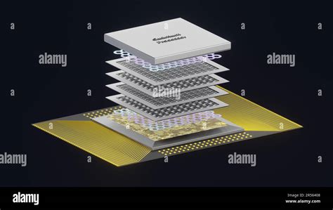 quantum processor concept with quantum qubits circuit boards in layers