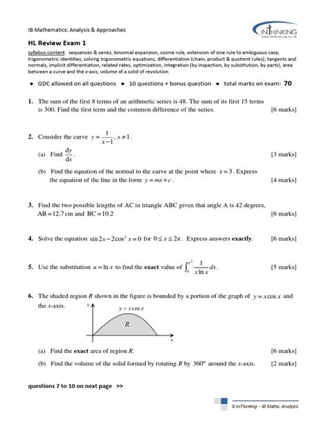 Hl Calculus Review Exam1 Pdf Trigonometric Functions Mathematical