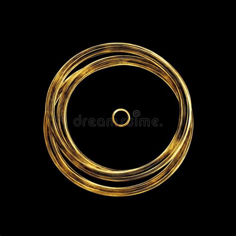 Golden Circular Pattern With Intertwined Rings On Black Background Stock Image Image Of