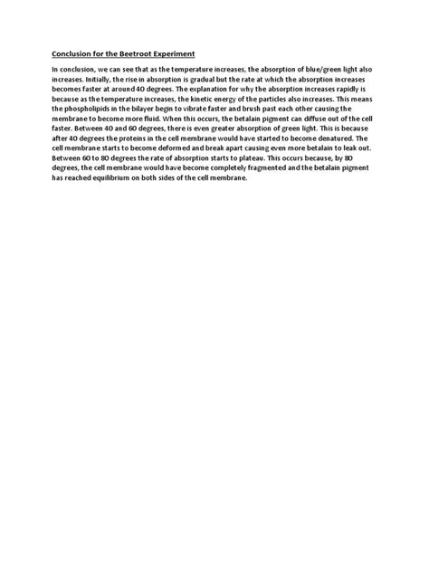 Conclusion For The Beetroot Experiment Pdf Cell Membrane Membrane