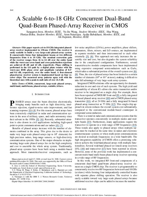 Pdf A Scalable 6 To 18ghz Concurrent Dual Band Quad Beam Phased Array Receiver In Cmos