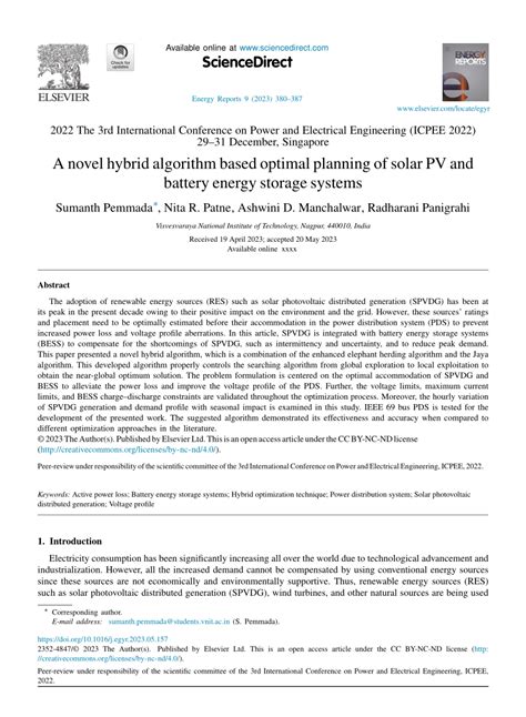 Pdf A Novel Hybrid Algorithm Based Optimal Planning Of Solar Pv And