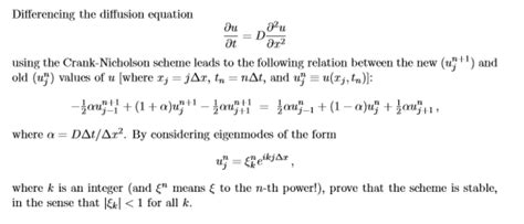 differencing the diffusion equation ∂t∂u d∂x2∂2u