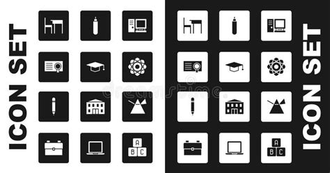 Set Computer Monitor Graduation Cap Certificate Template School