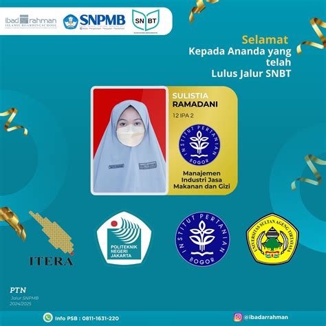 Selamat Kepada Siswa Siswi Yang Telah Lulus Snbt Ibad Ar Rahman