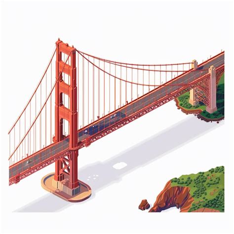 Premium Photo Isometric View Of Golden Gate Bridge