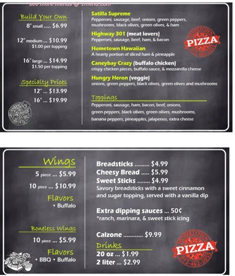 Menu At Hometown Pizza Restaurant Nahunta