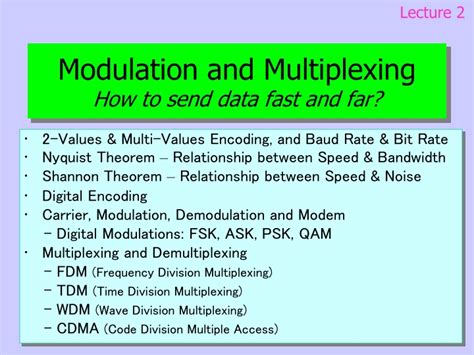 ppt modulation and multiplexing how to send data fast and far powerpoint presentation id
