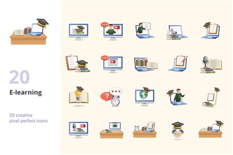 Premium Vector Elearning Set Creative Icons Distance Learning Webinar