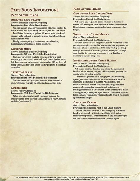 Warlock Expanded Invocation List R Dndhomebrew
