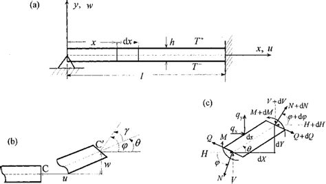 Schematic Diagram Of The Beams Geometry Deformation And Equilibrium