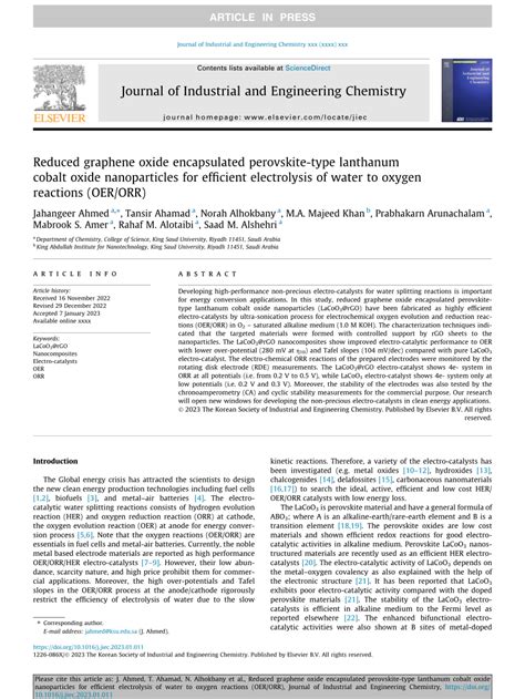 Pdf Reduced Graphene Oxide Encapsulated Perovskite Type Lanthanum Cobalt Oxide Nanoparticles