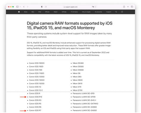 apple、最新のmacos 12 montereyとios 15でcanon eos r7 r10とsony alpha ilce 7m4