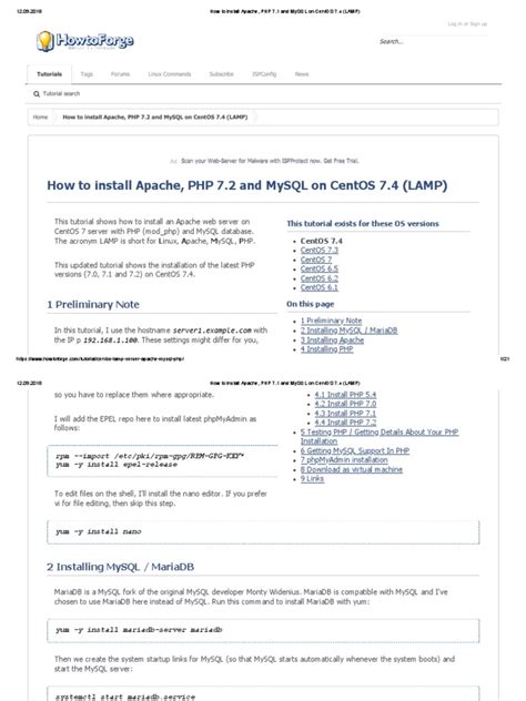 How To Install Apache Php 71 And Mysql On Centos 74 Lamp Best Pdf Php Apache Server