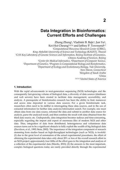 Pdf Data Integration In Bioinformatics Current Efforts And Challenges