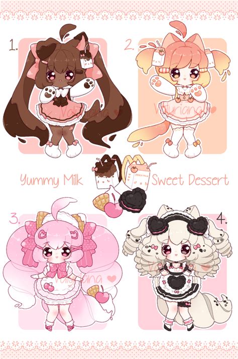Closed Milkies And Desserts By Valyriana Kawaii Chibi Cute Anime