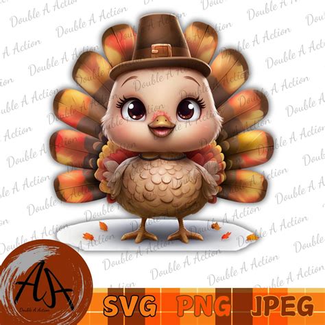 Cute Thanksgiving Female Turkey Pilgram Svg Adorable Fall Turkey