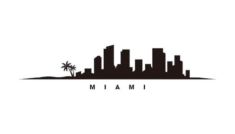 Miami Skyline Silhouette Vector Premium Vector
