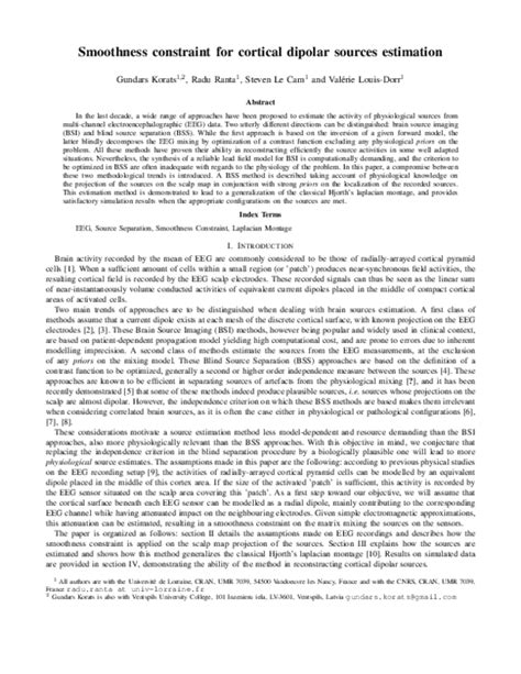 Pdf Cortical Source Estimation With Smoothness Constraint