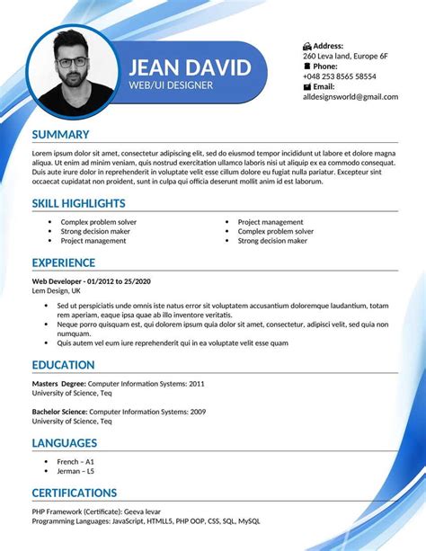 Free Cv Template For Students With No Experience