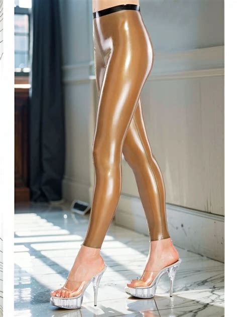 Latex Leggings With Contrast Waistband Latexcharms